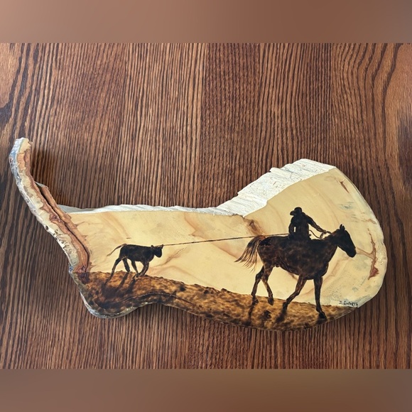 Art | Rustic Wood Art With Cowboy And Horse By Don Goforth Signed And ...